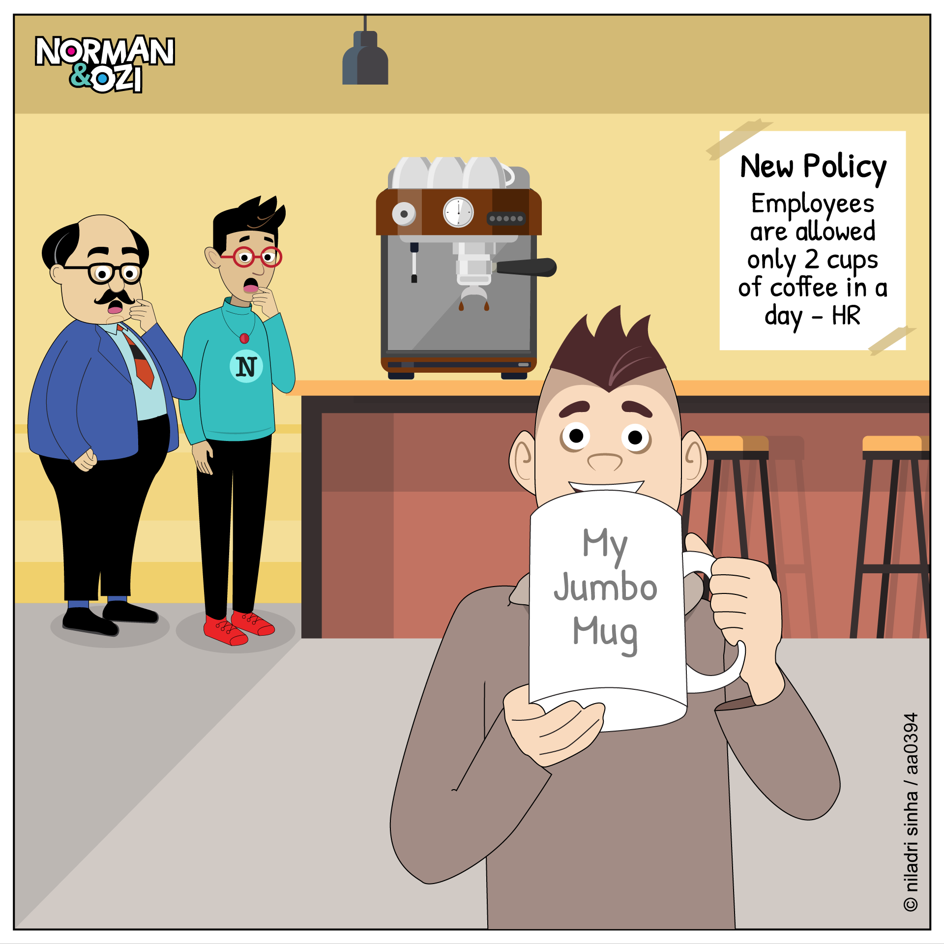 Rick's plan against office's new policy. ☕ - Norman and Ozi
