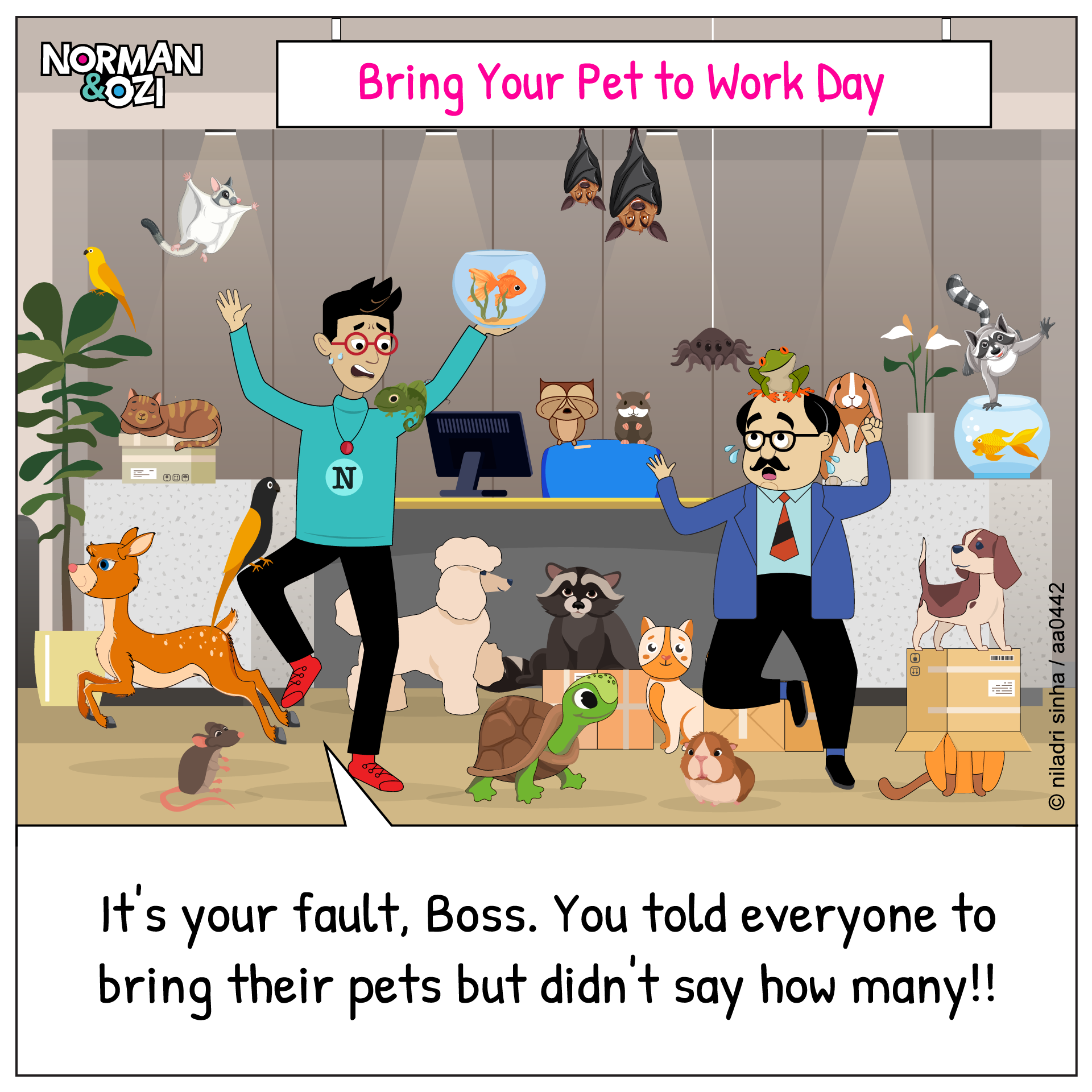When 'Bring your Pet to Work Day' goes wrong. - Norman and Ozi