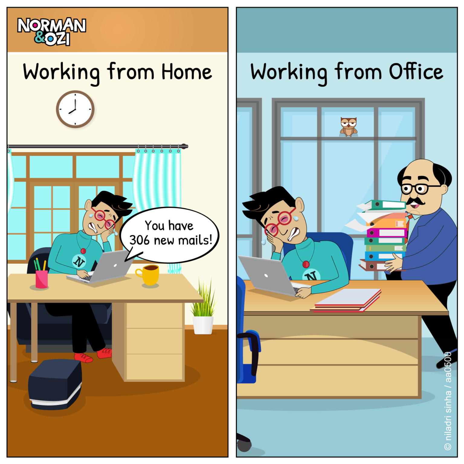 Work from Home Cartoons, Remote work Memes and Comics